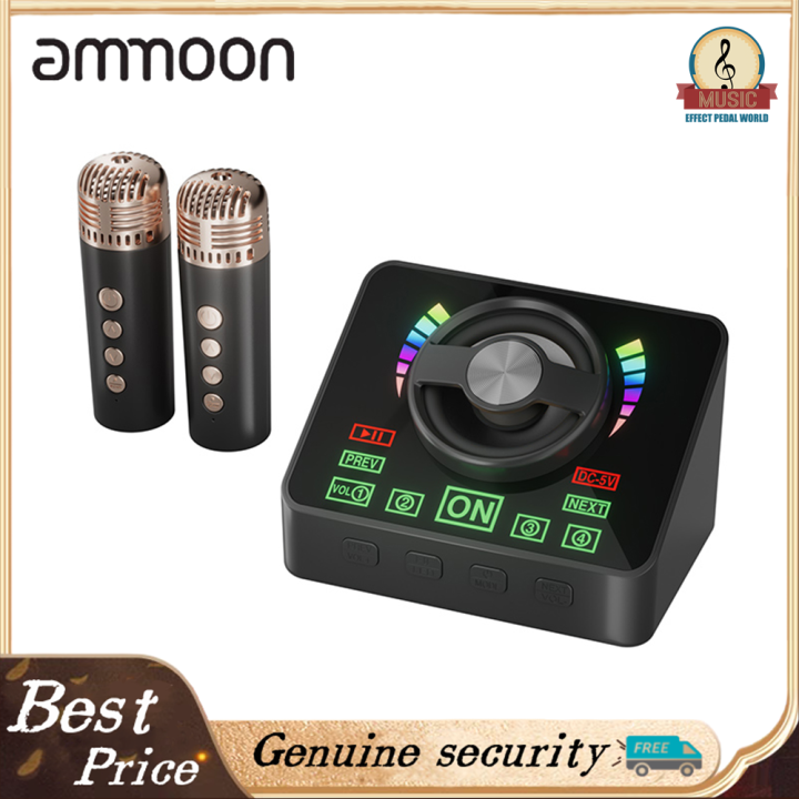 Máy mini microphone và loa ktv set với 2 microphone hiệu ứng đèn rgb ...