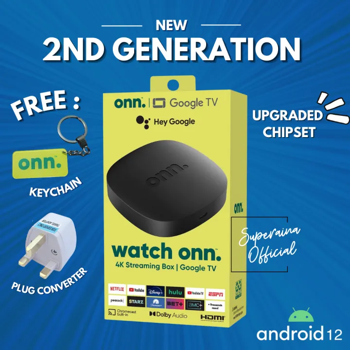 [2nd Gen Model] Onn Android Box Google Certified TV Box 4K UHD Player ...