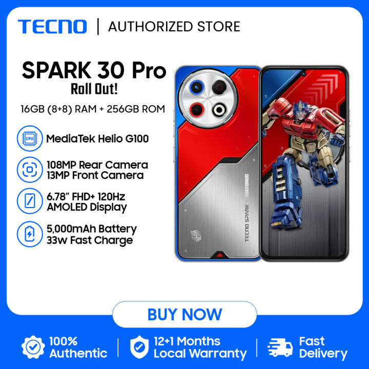 TECNO Spark 30 Pro Smartphone | 16GB (8+8) + 256GB RAM+ROM | MediaTek Helio G100 Processor ...