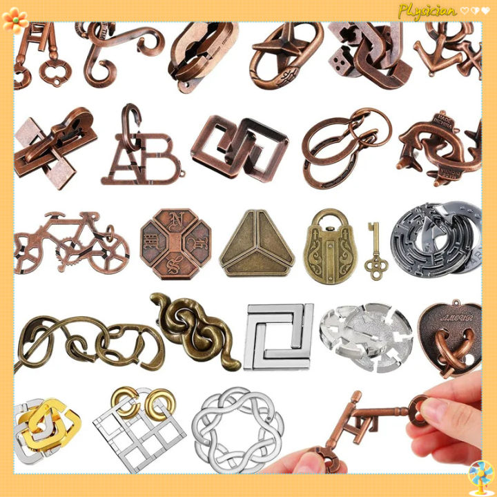 Physician 3PCS Classic IQ Metal Brain Teaser Puzzle Set High Difficult ...