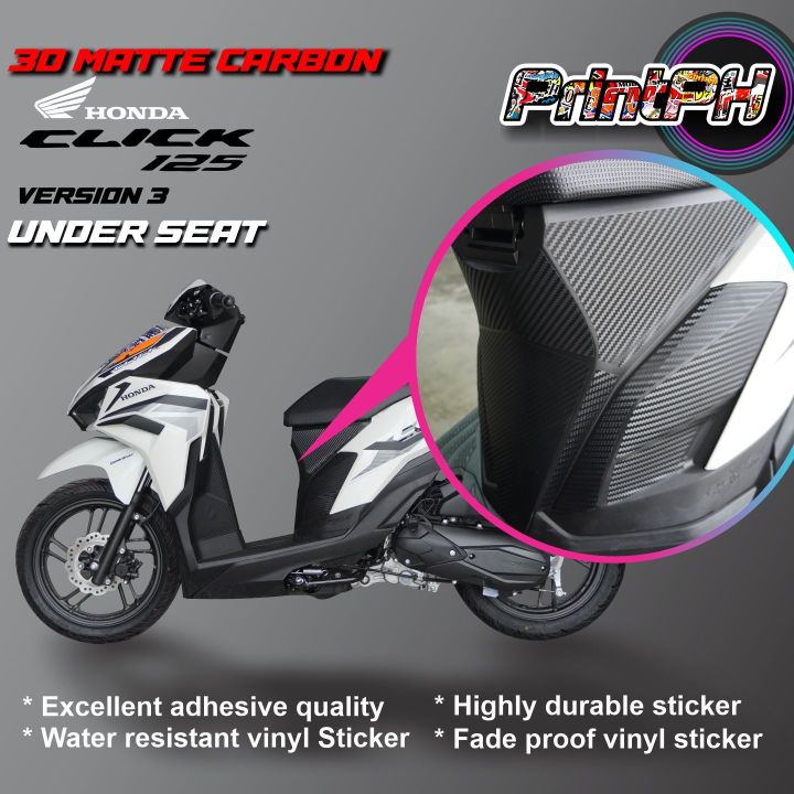 Honda Click 125 V3 UNDER SEAT CARBON FIBER DECALS STICKER(NEW PRODUCT ...