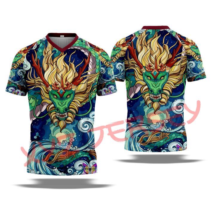 Kaos Naga Full Printing/Jersey Naga/kaos Motif Ular Naga/Kaos Chinese ...