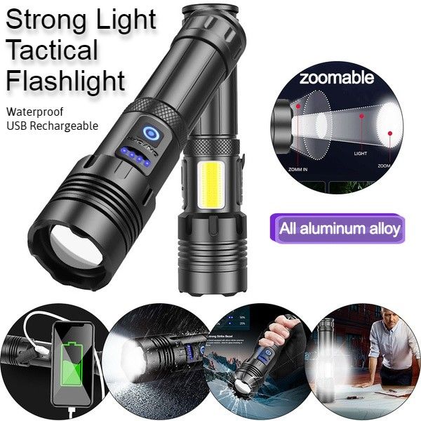 Senter XHP70.2+COB 26650 Super Terang Jarak Jauh Senter Swat Police ...