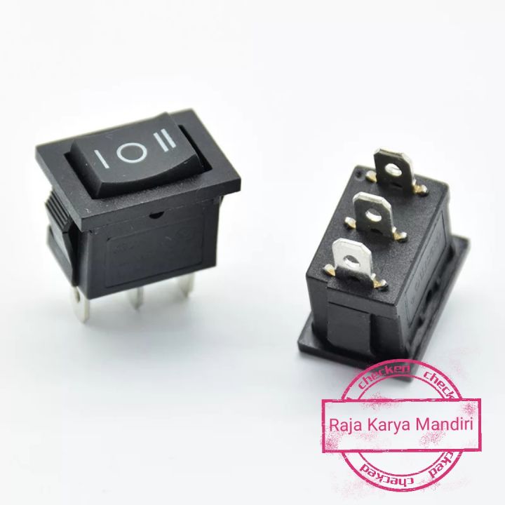 Saklar Bulat Rocker Switch On Off ON 3Pin 3 Kaki Ukuran Besar - Hitam ...