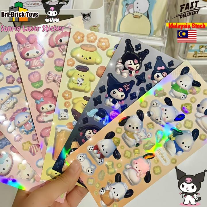 Sanrio Sticker Cute Kuromi Sticker Guka Laser Sticker Barang Kuromi ...
