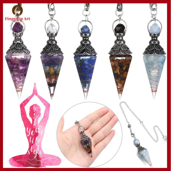 HIYRCH STORE Healing Dowsing Pendulum Hexagonal Scrying Wicca Chakra Crystal Divination Pendant ...