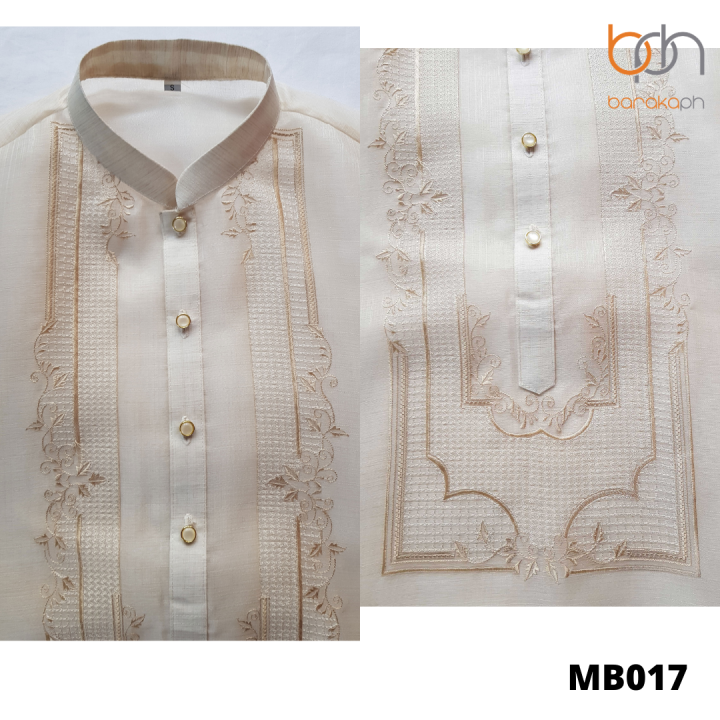 Barong Tagalog for Men Piña Cocoon Chinese Collar Half Open MB017 ...