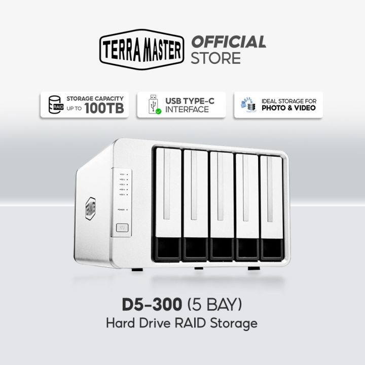 TerraMaster D5-300C DAS (Direct Attached Storage) 5-Bay Enclosure, Nas ...