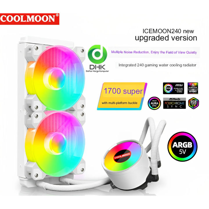 COOLMOON CPU WATER COOLING RGB 120/240 RADIATOR FAN COOLER SYNC ARGB 5V ...