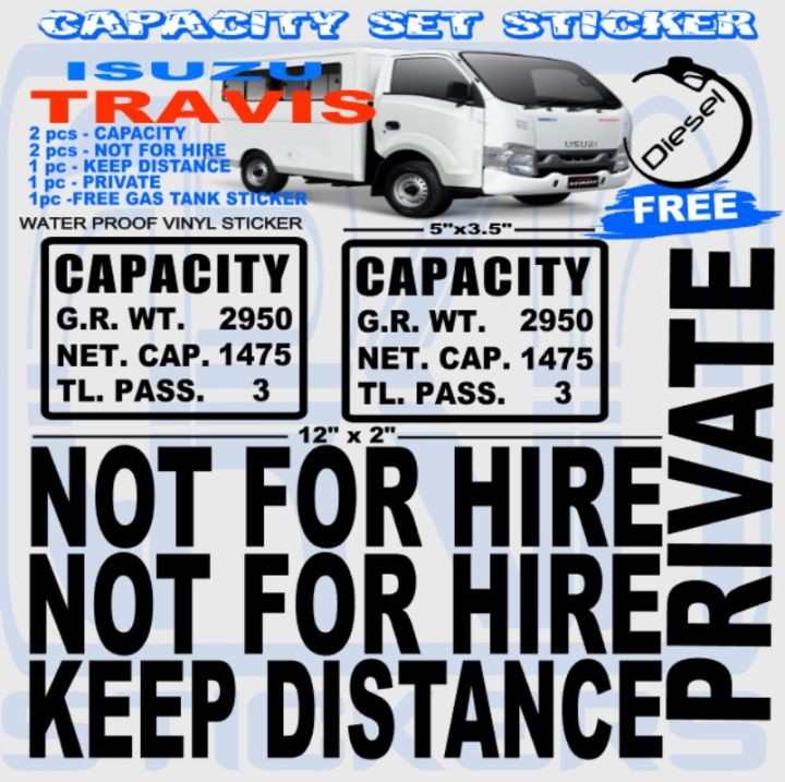 ISUZU Travis Capacity sticker set vinyl machine cut sticker | Lazada PH