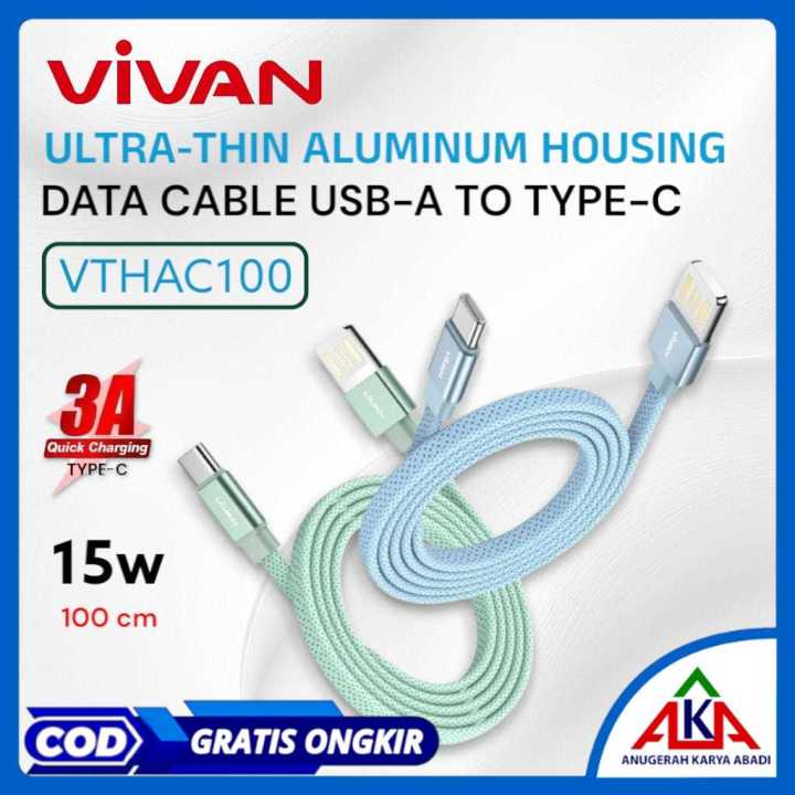Kabel Data Charger VIVAN VTH Series Tipis Ringan FC / QC Ultra-Thin USB ...