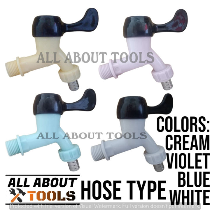 (AAT) 1PC PVC Plastic Tap Water Hose Nozzle Faucet (Cream, White, Blue ...