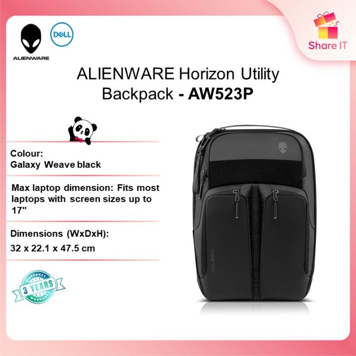 Dell ALIENWARE Horizon Utility Backpack - AW523P | 17 Inch | Black | 3 ...