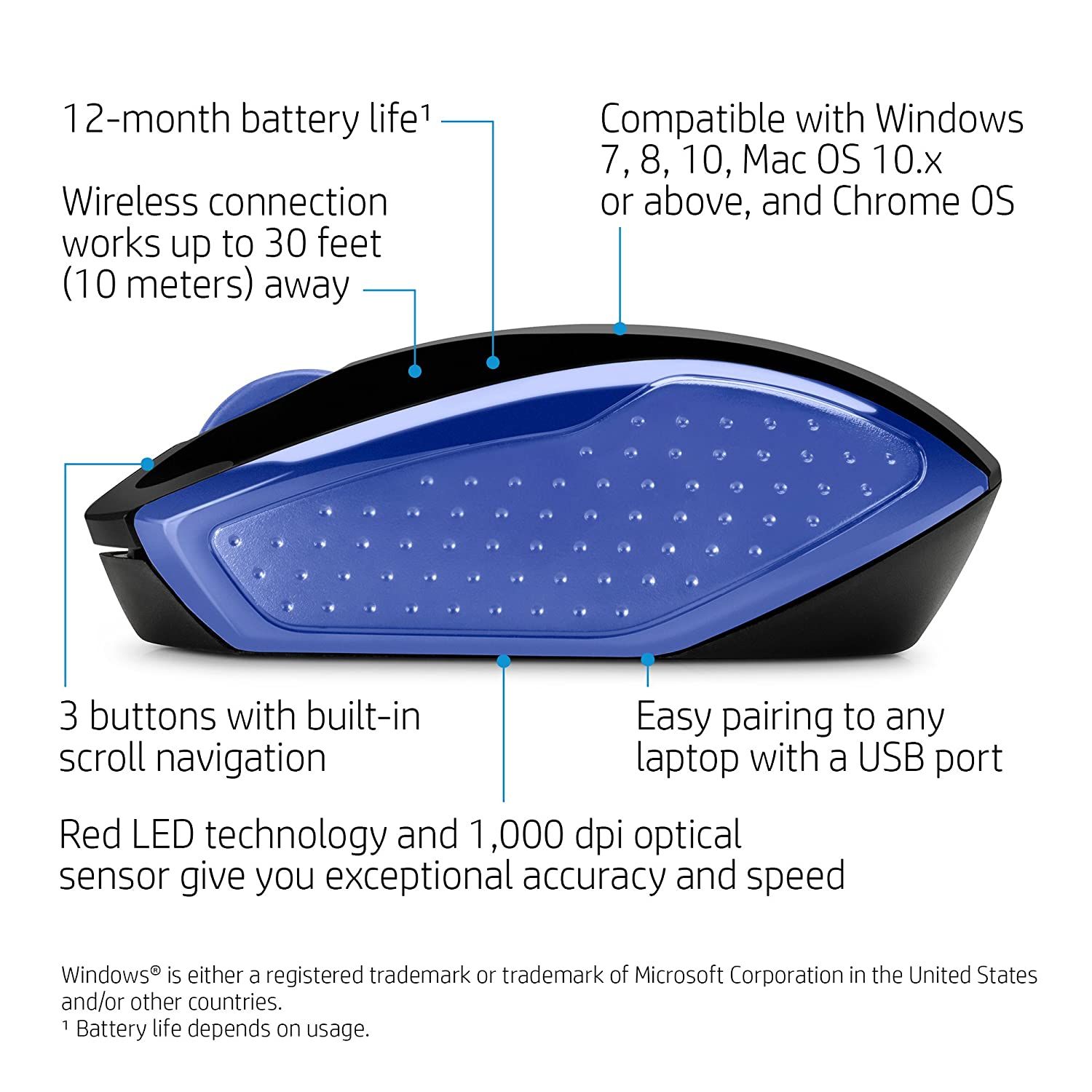 HP Wireless Mouse 200 (Blue) 2HU85AA | Lazada