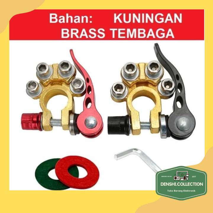 Terminal Kepala Aki Mobil Bahan KUNINGAN Klem Accu Mobil Tembaga Murni ...