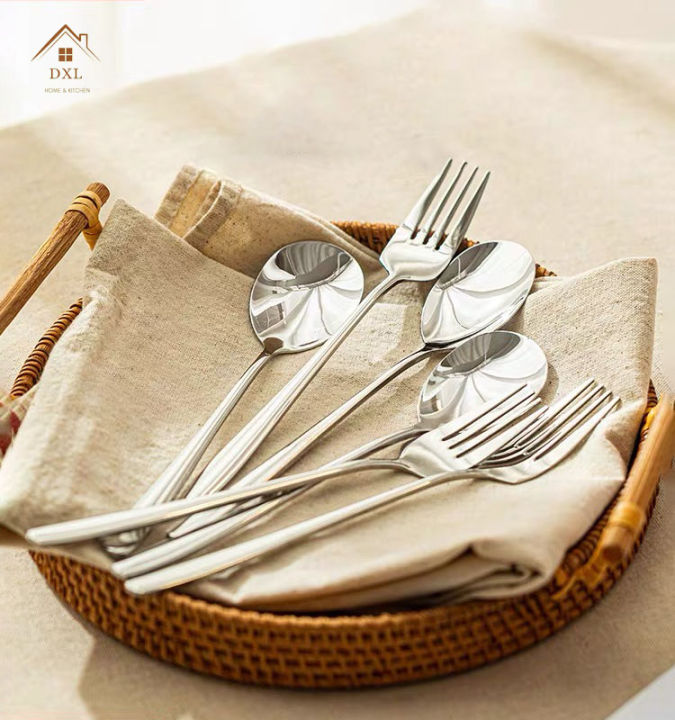 DXL 304 Stainless Steel Spoon Fork Tableware Fine Dining Cutlery ...