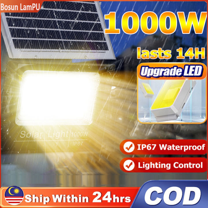 1000W Lampu Solar Led Outdoor Light Solar Warm Light IP67 Waterproof ...