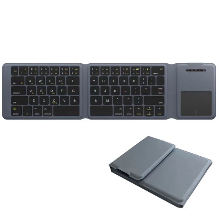 Portable Bluetooth Wireless Touchpad Keyboard,Tri-Foldable Rechargable ...