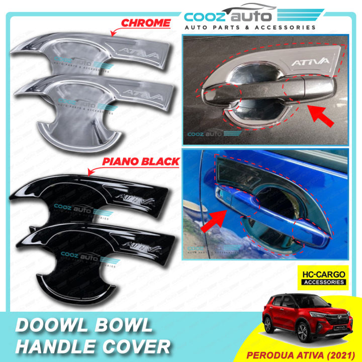 Perodua Ativa Chrome / Piano Black Door Handle Inner Bowl Inserts Cover ...