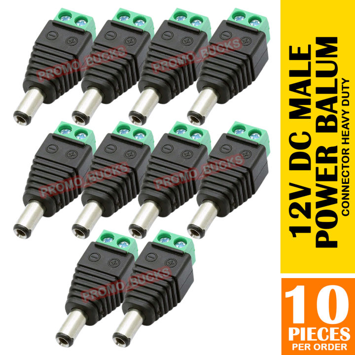 10 pcs 12V DC Male Power Balun Plug Connector for CCTV Camera Male DC ...