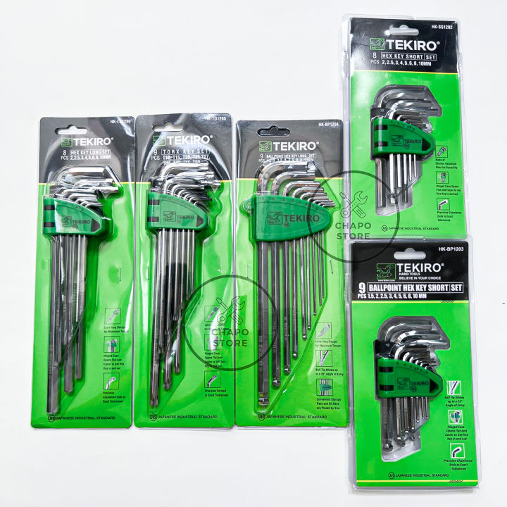 Tekiro kunci l set panjang pendek 9pcs kunci l set panjang pendek hex torx ballpoint hex key ...