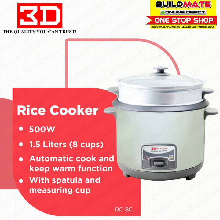 3D Automatic Rice Cooker 1.5L RC-8C - BUILDMATE - | Lazada PH