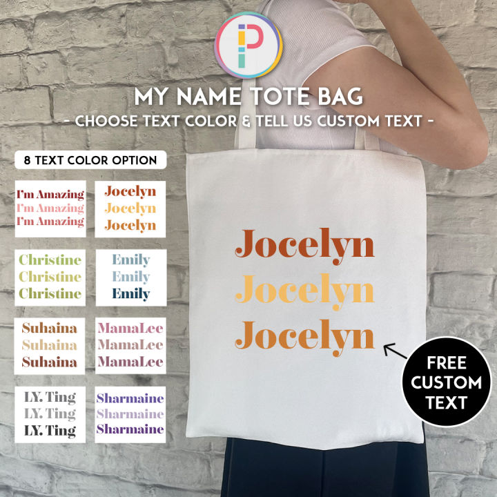 Personalised My Name Tote Bag (FREE CUSTOM NAMA/NAME/TEXT) 8 Pastel ...