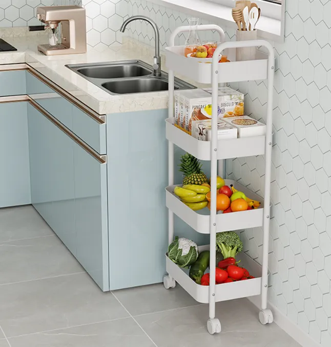 Full Steel Metal Trolley | 3 Tier Trolley Multifunction Storage Rack ...