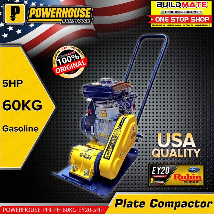 POWERHOUSE 60KG Plate Compactor with Original ROBIN EY20 Gasoline 5HP ...