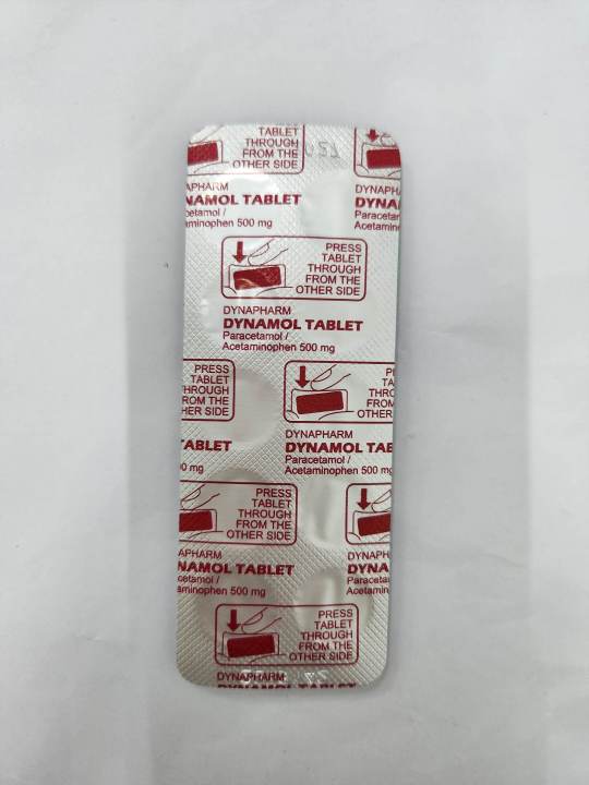 Paracetamol 500mg 10 tablets/ strip (DYNAMOL) | Lazada