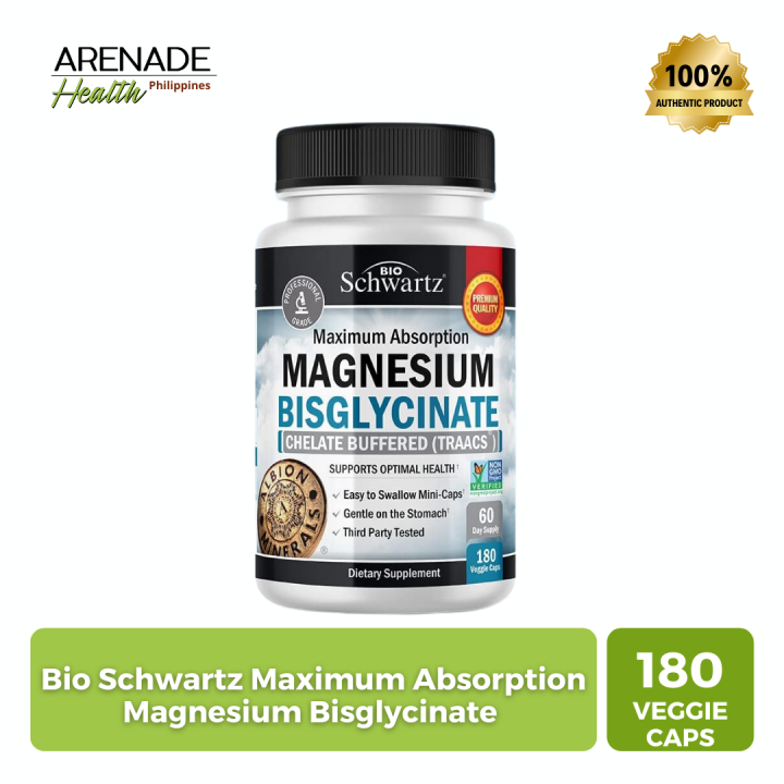 Bio Schwartz Maximum Absorption Magnesium Bisglycinate 180 Veggie Caps ...