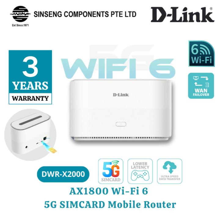 D-Link DWR-X2000 5G Sim Card Router AX1800 Dual-band 2.4GHz | 5GHz WiFi ...