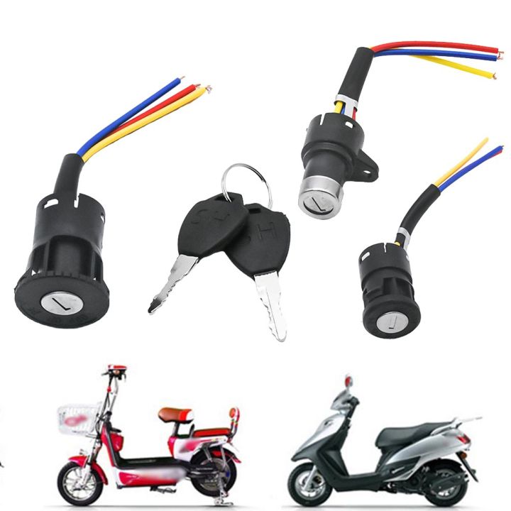 E-Bike Ignition Lock + Key 3 Wire Interface Barrel Switch For Scooters ...