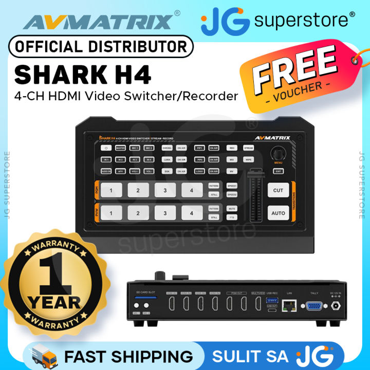 AVMATRIX Shark H4 4-Channel HDMI Video Switcher with Integrated Audio ...