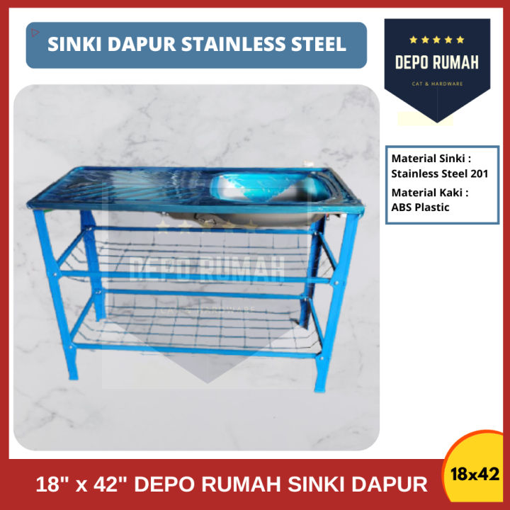 18 x 42 Sinki Dapur Stainless Steel Sink With Sink Stand Complete Set ...