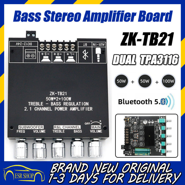 TPA3116D2 ZK-TB21 Bluetooth 5.0 Subwoofer Amplifier Board 50WX2+100W 2.1 Channel Power Audio ...