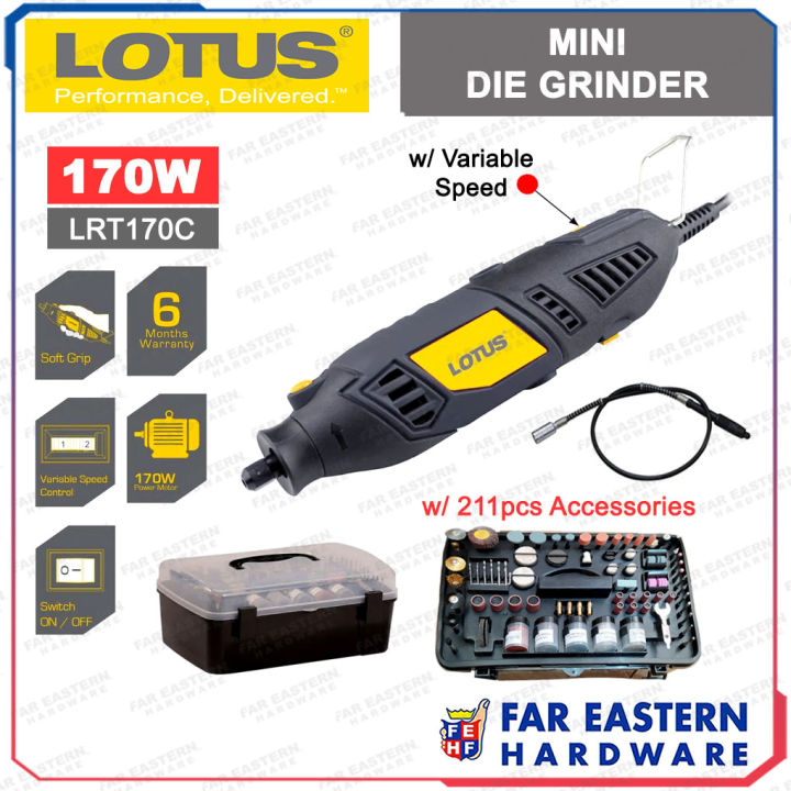 LOTUS Rotary Tool w/ 211pcs Accessories Mini Die Grinder LRT170C LTPTCD ...