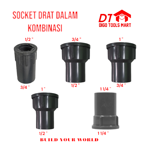 Socket Drat Dalam SDD Kombinasi All Size Fitting Pipa PVC Paralon ...