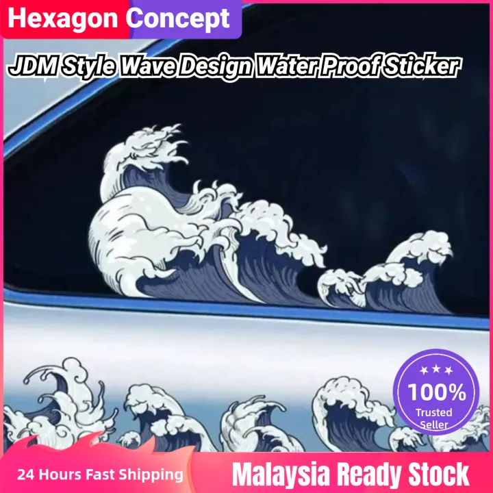 JDM Style Japanese Wave Design Water Proof Car Sticker Motor Decals ...