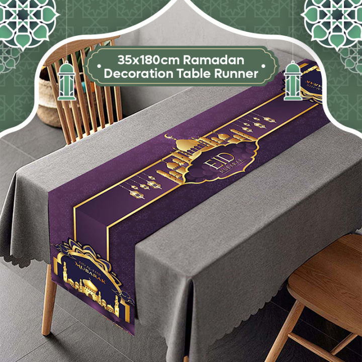 2024 35*180cm Ramadan Decoration Table Runner Polyester EID Mubarak ...