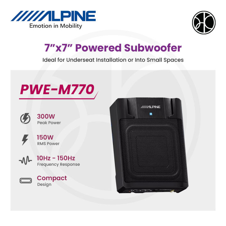 Alpine PWE-M770 7”x7” Powered Subwoofer | Lazada