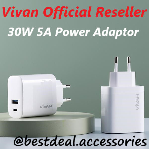 Vivan Power Turbo 30 30W Dual Port 5A QC4 + USB-C Fast Charge PD VOOC ...