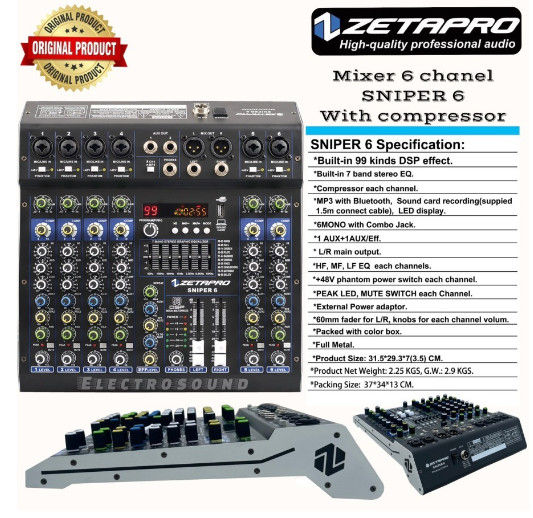 Mixer 6 Channel ZETAPRO SNIPER6 | SNIPER 6 Bluetooth USB Soundcard Original | Lazada Indonesia