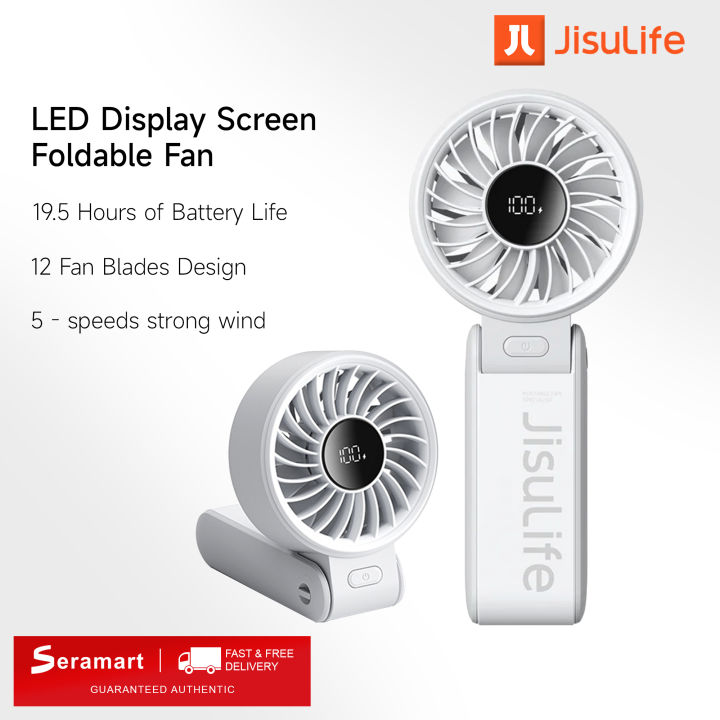 JISULIFE Life 7 Portable Mini Fan 5000mAh Foldable USB Fans With 5 ...
