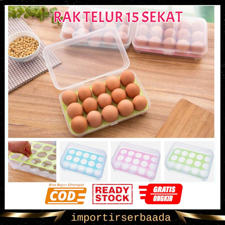 IMP- Kotak Tempat Penyimpanan Telur 15 Lubang Sekat / Egg Box Storage ...