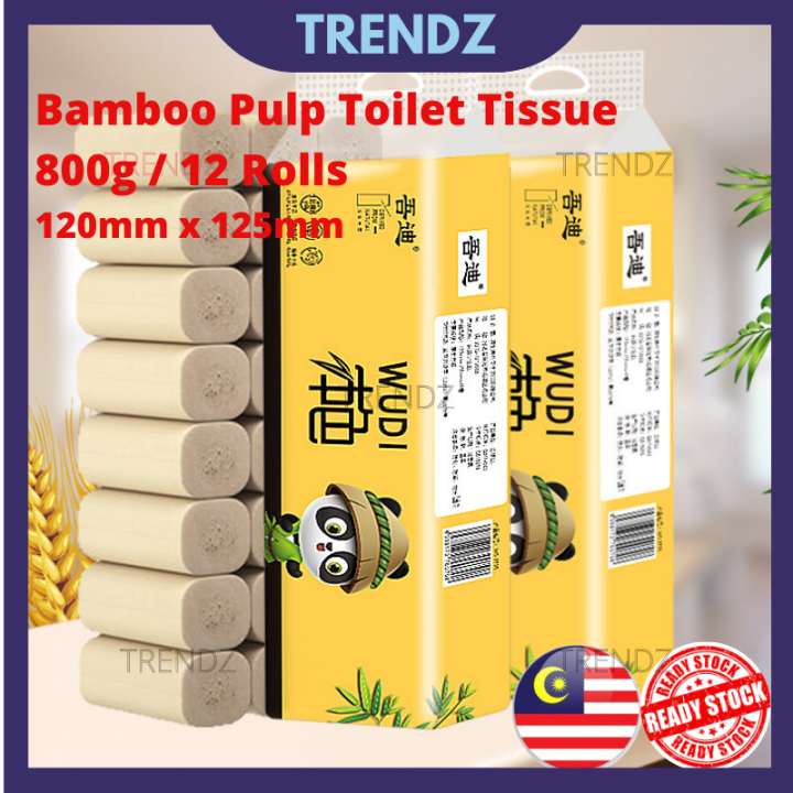 WUDI 4 Ply Natural Bamboo Toilet Coreless Tissue Rolls Tissue Paper ...