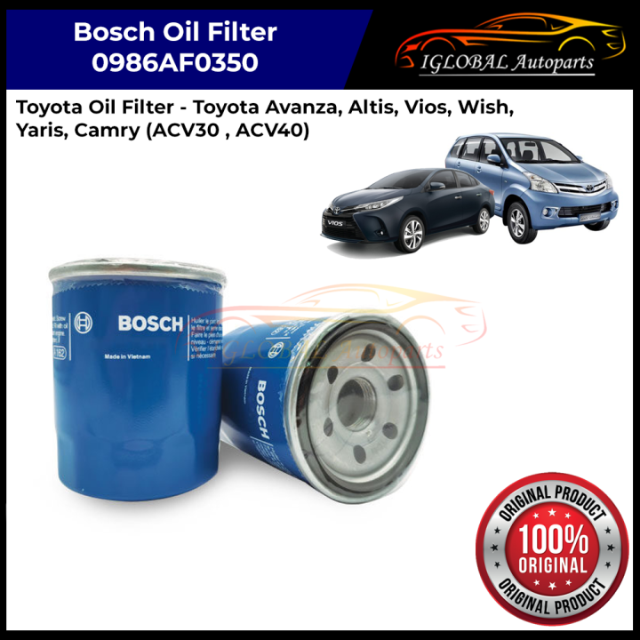 Bosch Oil Filter 0986AF0350 for Toyota Avanza, Altis, Vios, Wish, Yaris ...