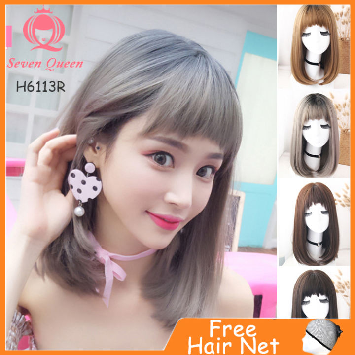 "Seven Queen" 40cm Korean fashion wig grandma greyhound gnaw bangs ...