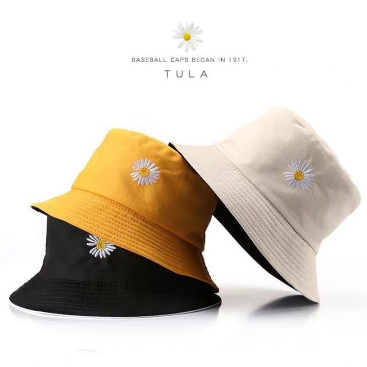 Two-Sided Fisherman Hat Small Daisy Smile Embroidery Bucket Hat Unisex ...