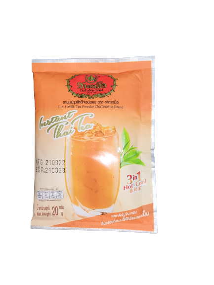 ChaTraMue Brand Instant Thai Tea 3 in1 Hot or Cold Milk Tea Powder (20g ...